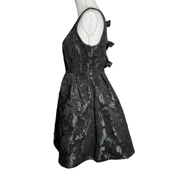 Dresses | Rose Brocade Dress M Bow Open Back Strappy Cutout Sleeveless ...